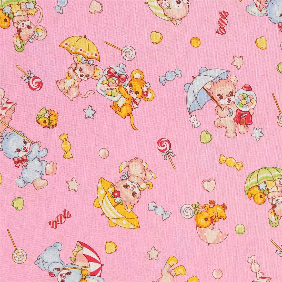 Kawaii Colourful Cute Animals Umbrellas Fabric by Cosmo - modes4u