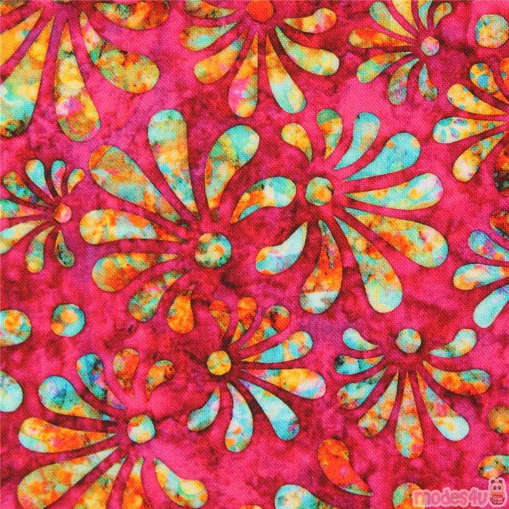 Quilting Treasures dark pink exotic flower fabric - modeS4u