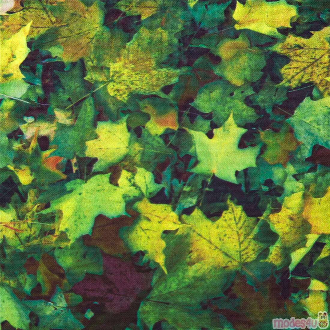 Quilting Treasures greem fallen leaves digitally printed cotton USA ...