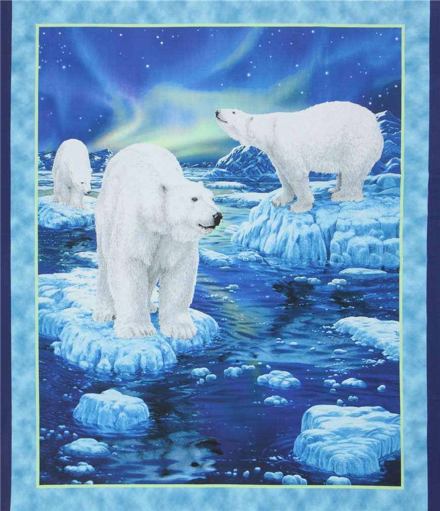 Quilting Treasures polar bear panel fabric Fabric by Japanese Indie ...