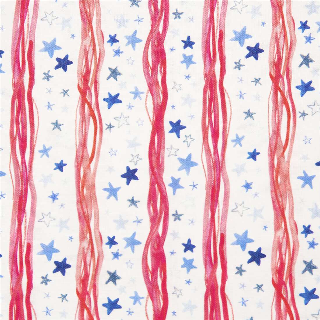 Flag Inspired Watercolour Stars and Stripes Fabric by Dear Stella - modes4u