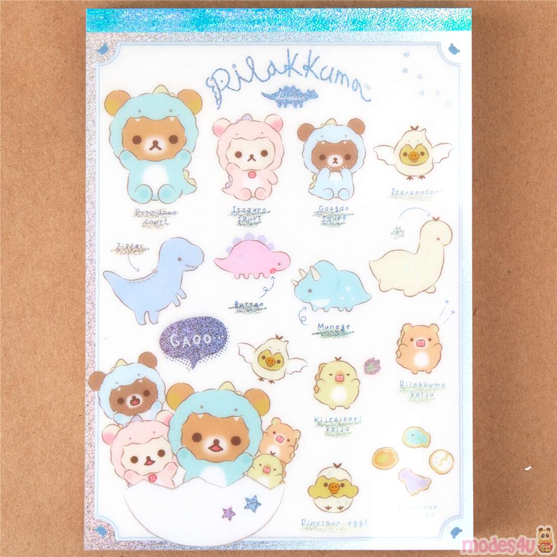 Rilakkuma and friends dinosaur memo pad by San-X - modes4u