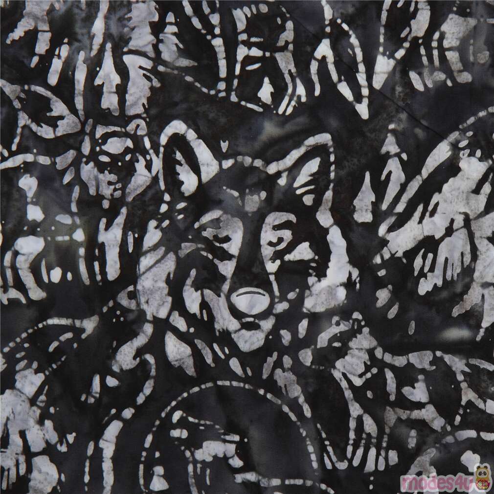 Robert Kaufman grey and black batik wolf fabric Fabric by Robert ...