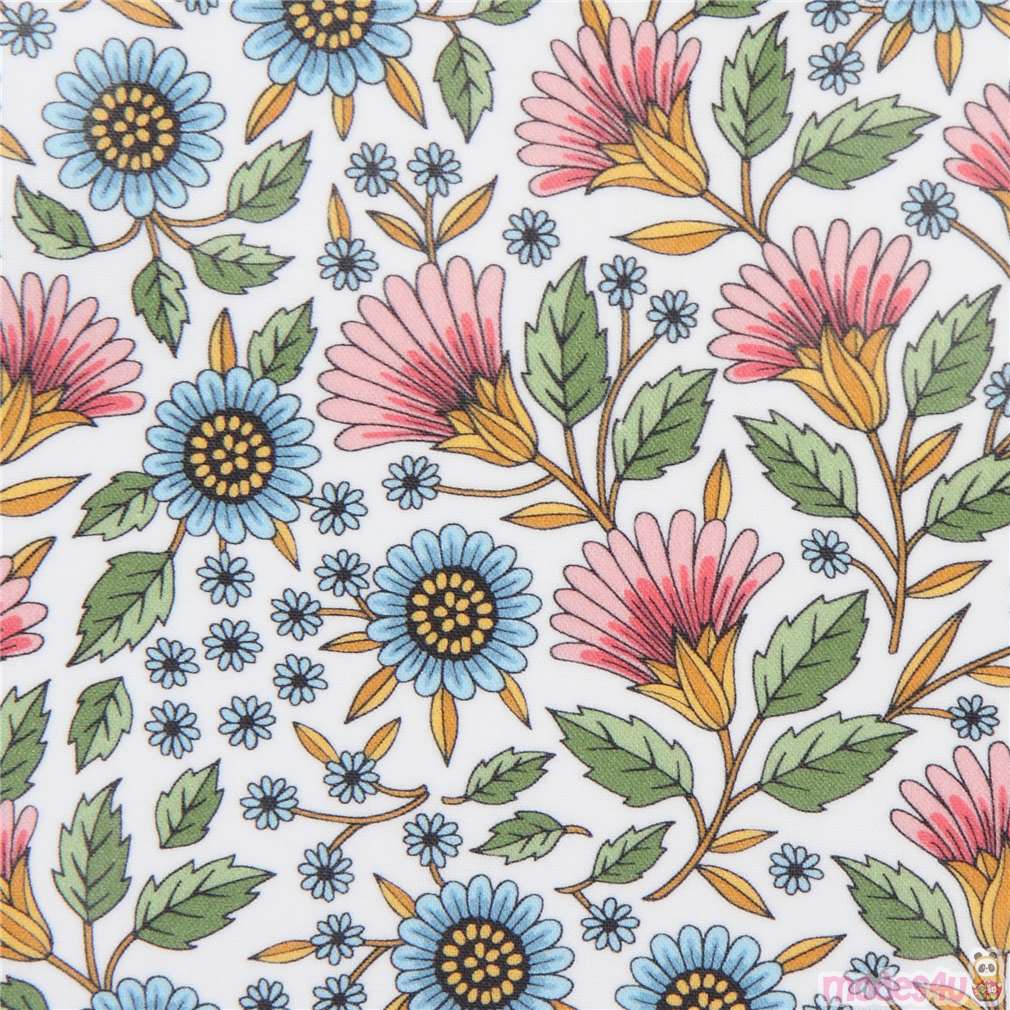 Robert Kaufman white laminate fabric with flowers Fabric by Robert ...