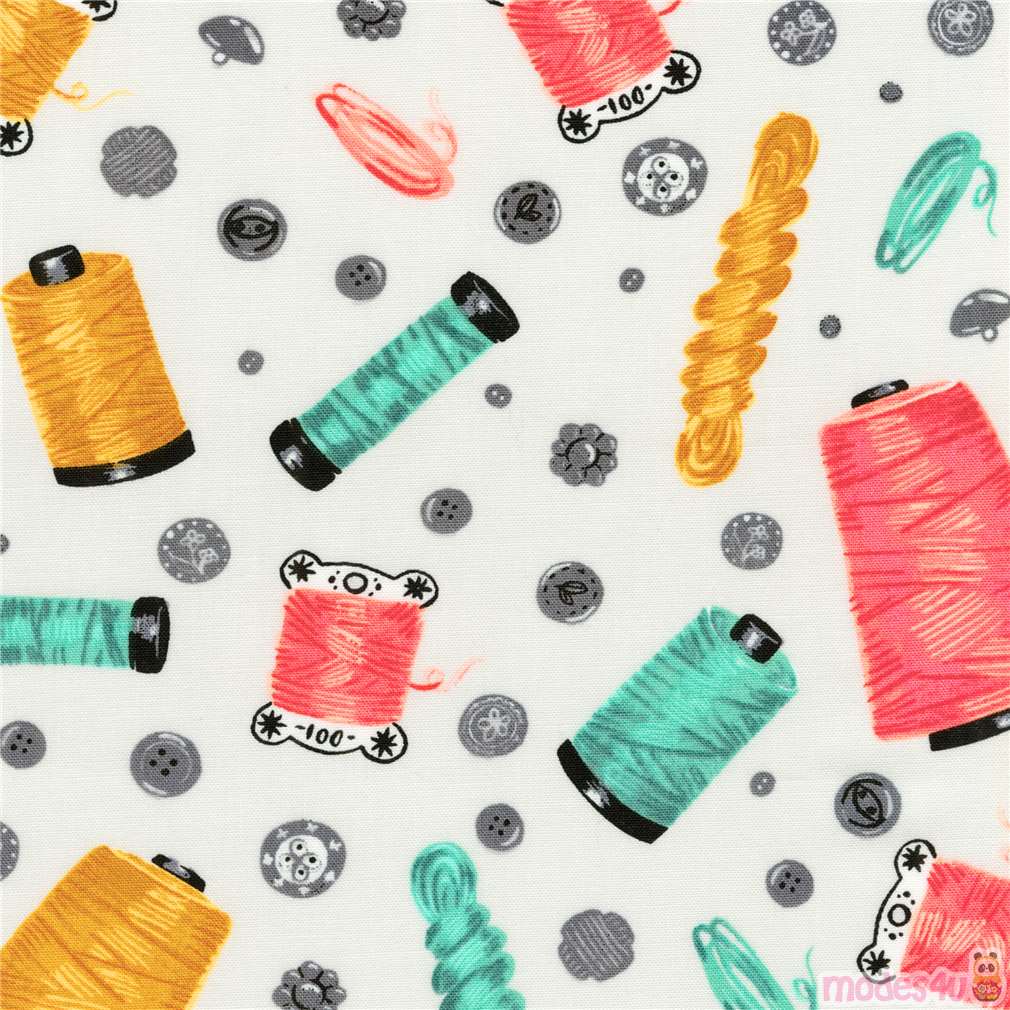 Robert Kaufman white sewing thread fabric Fabric by Robert Kaufman ...