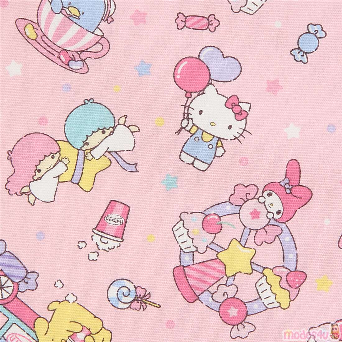 Sanrio character carnival oxford fabric in light peach-pink Fabric by ...