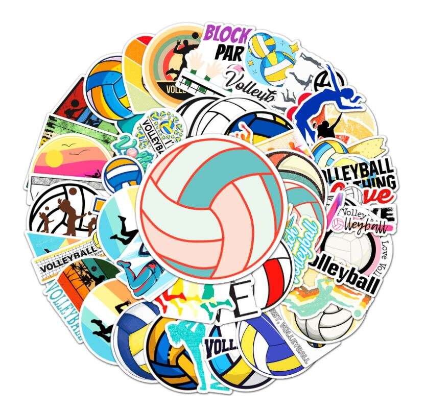 Sports 50 diecut sticker pack unique Volleyball designs - modes4u