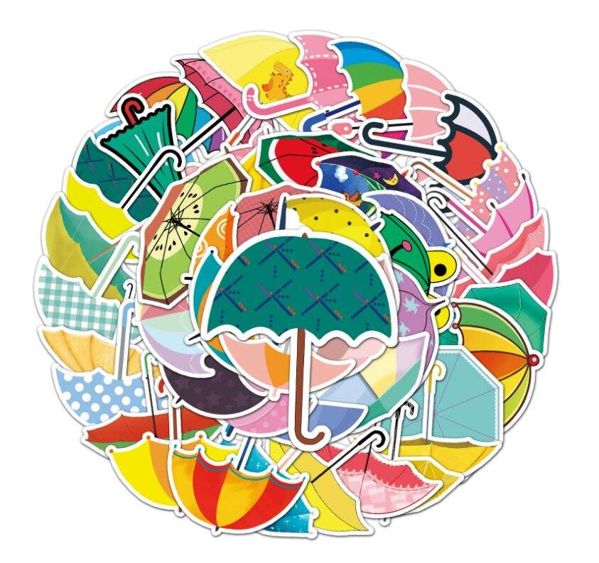Sticker packUmbrella themed flake diecuts cute emoji 50 unique designs ...