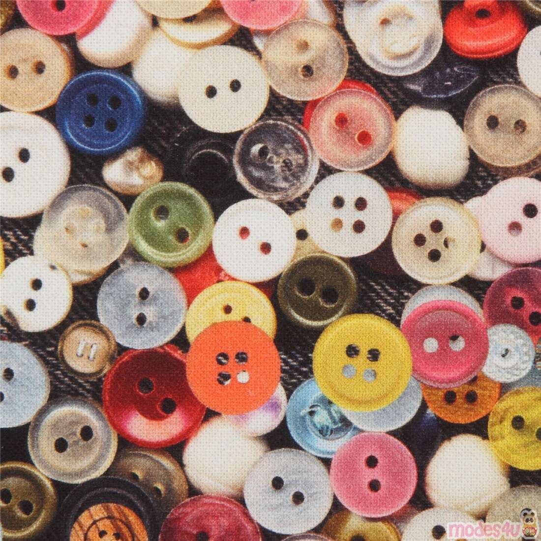 Gewebter Stoff mit bunten Knöpfen von Kawaii Fabric Fabric by Japanese ...