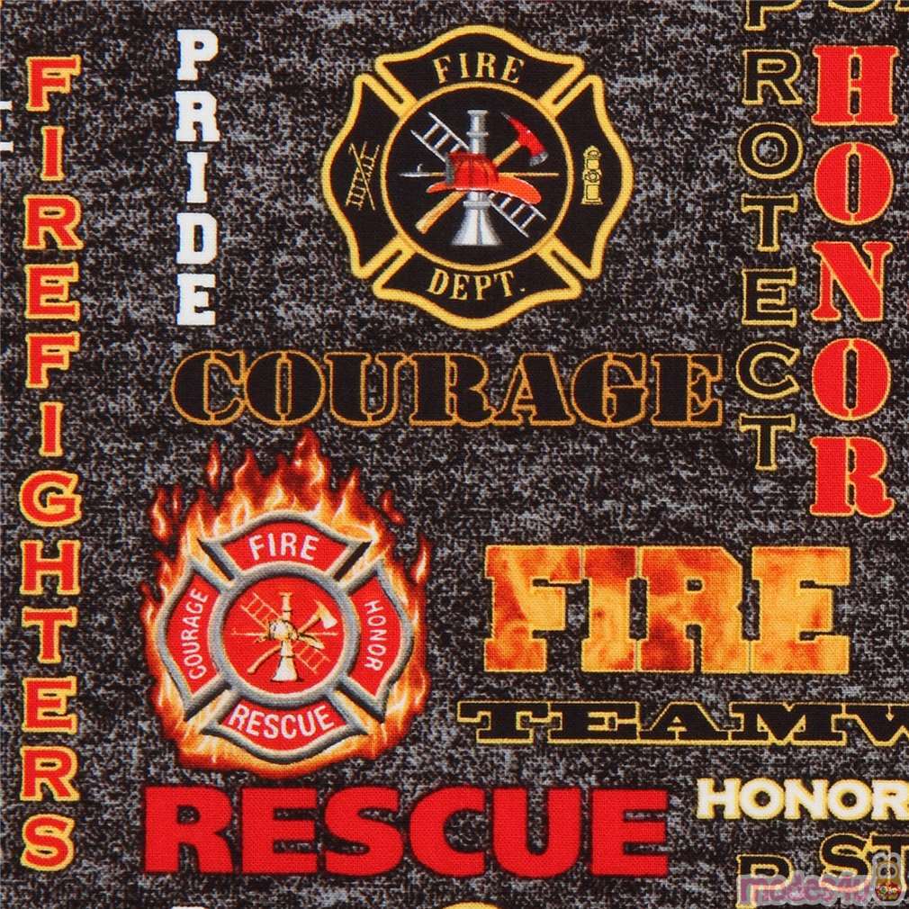 dark grey firefighter cotton fabric Fabric by Japanese Indie - modes4u