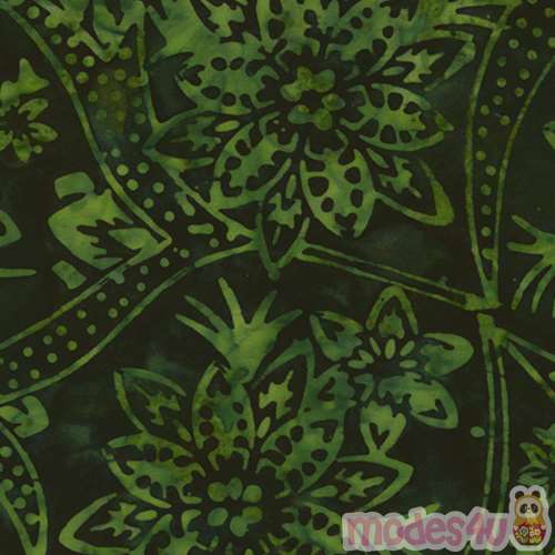 Timeless Treasures tela batik verde oscuro de flores Fabric by Timeless ...