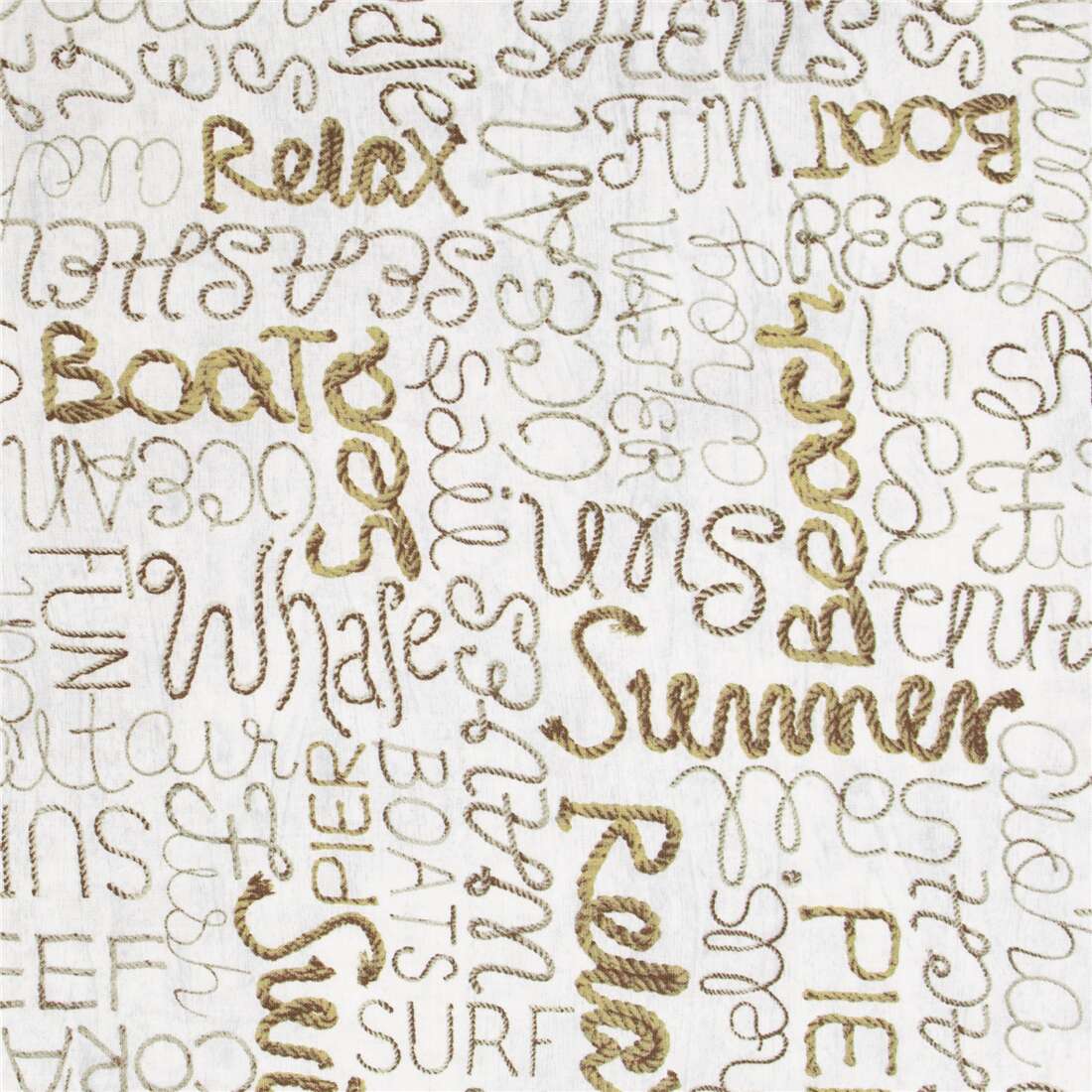 Welcome to the Beach Summer Rope Words Fabric by Timeless Treasures ...