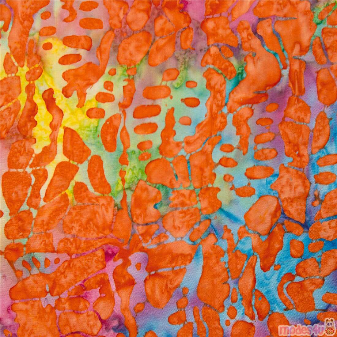 Timeless Treasures orange batik fabric with streaks splotch motif tie ...