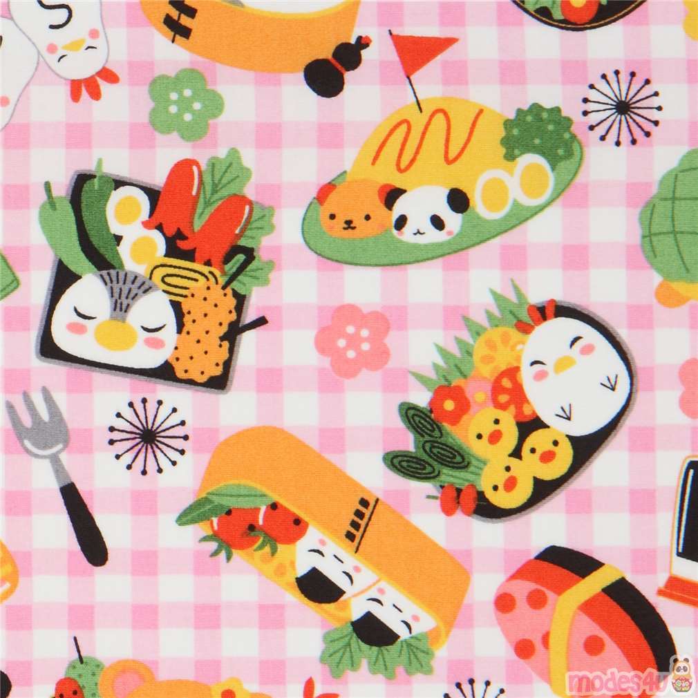 Trans-Pacific Textiles pink checkered food art fabric Fabric by ...