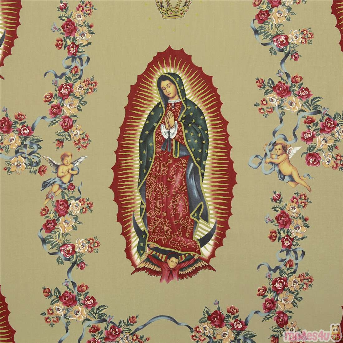 Virgin Mary statue fabric in taupe by Alexander Henry Fabric by ...