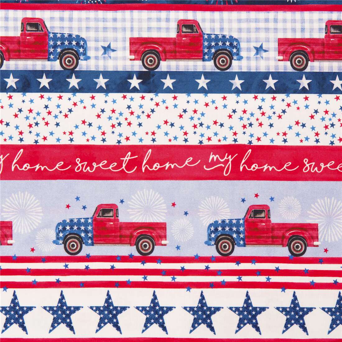 Land That I Love Pick up Truck Stars Stripes Fabric by Michael Miller ...