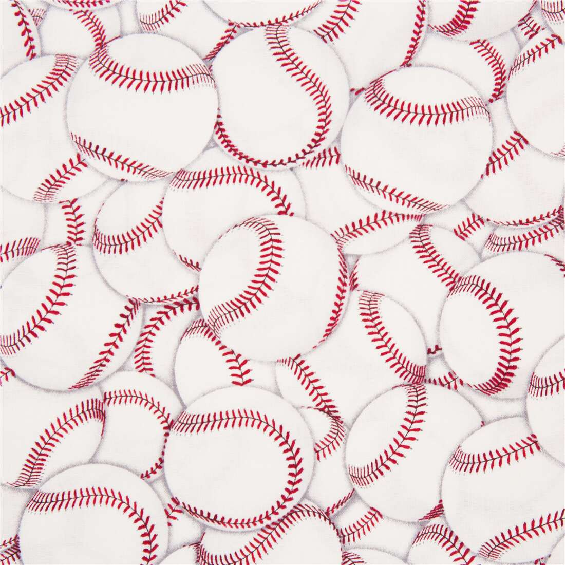 White Packed Baseballs Fabric by Timeless Treasures - modes4u