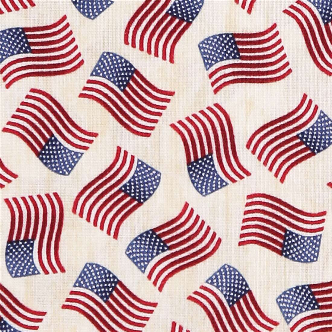 Weiß Mini USA Flaggen Baumwollstoff Fabric by Timeless Treasures - modeS4u