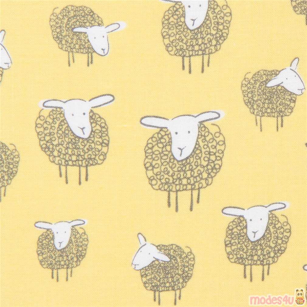 animal Robert Kaufman yellow fabric Wooley Sheep Fabric by Robert ...