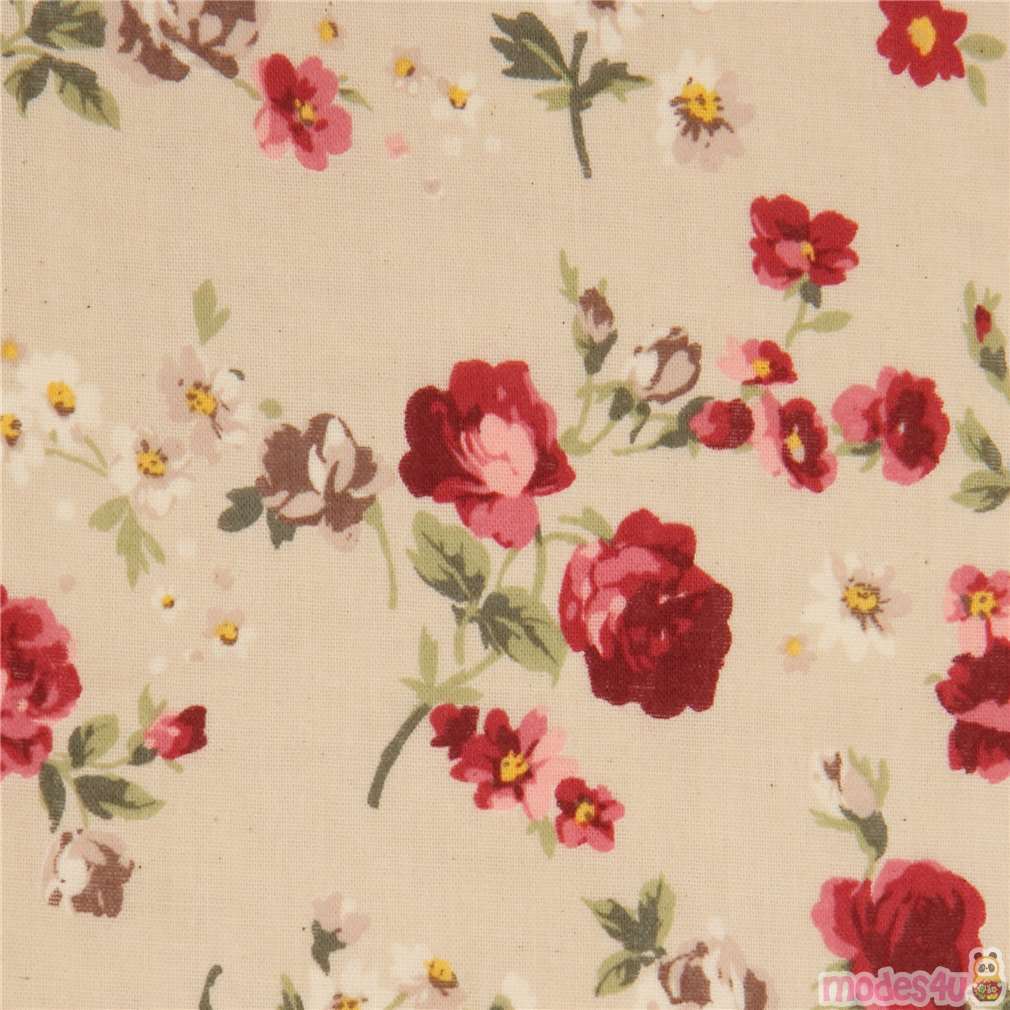 Remnant 13 X 108 Cm Beige Vintage Rose Double Gauze Fabric By Kokka remnant-13-x-108-cm-beige-vintage-rose-double-gauze-fabric-by-kokka