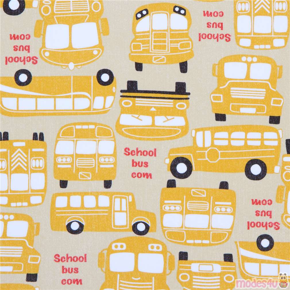 beige with mustard yellow bus oxford fabric by Kokka Fabric by Kokka ...
