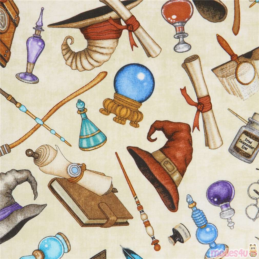 beige wizard gear fabric by Quilting Treasures Fabric by Japanese Indie ...
