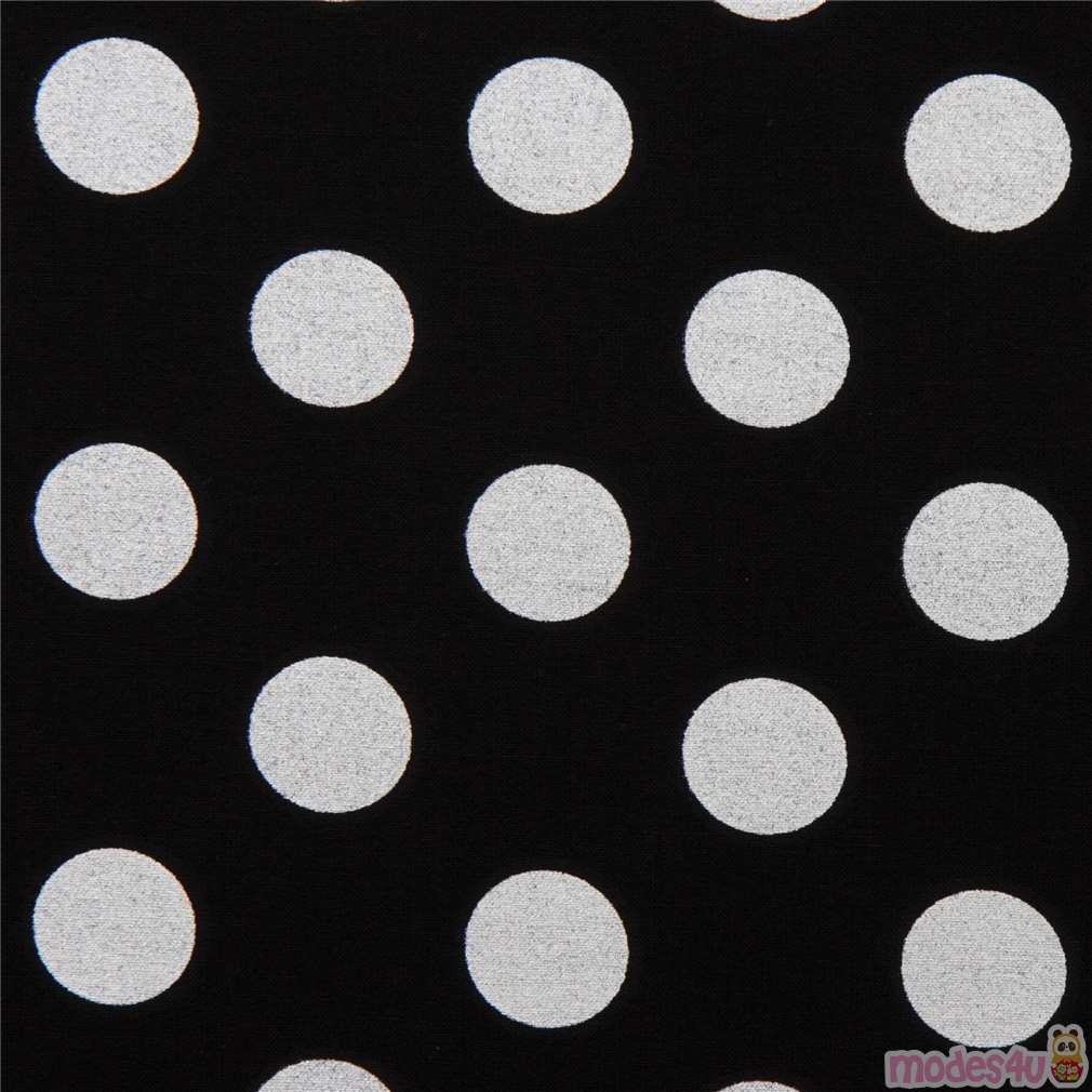 black Michael Miller fabric Quarter Dot Pearlized with shiny silver ...