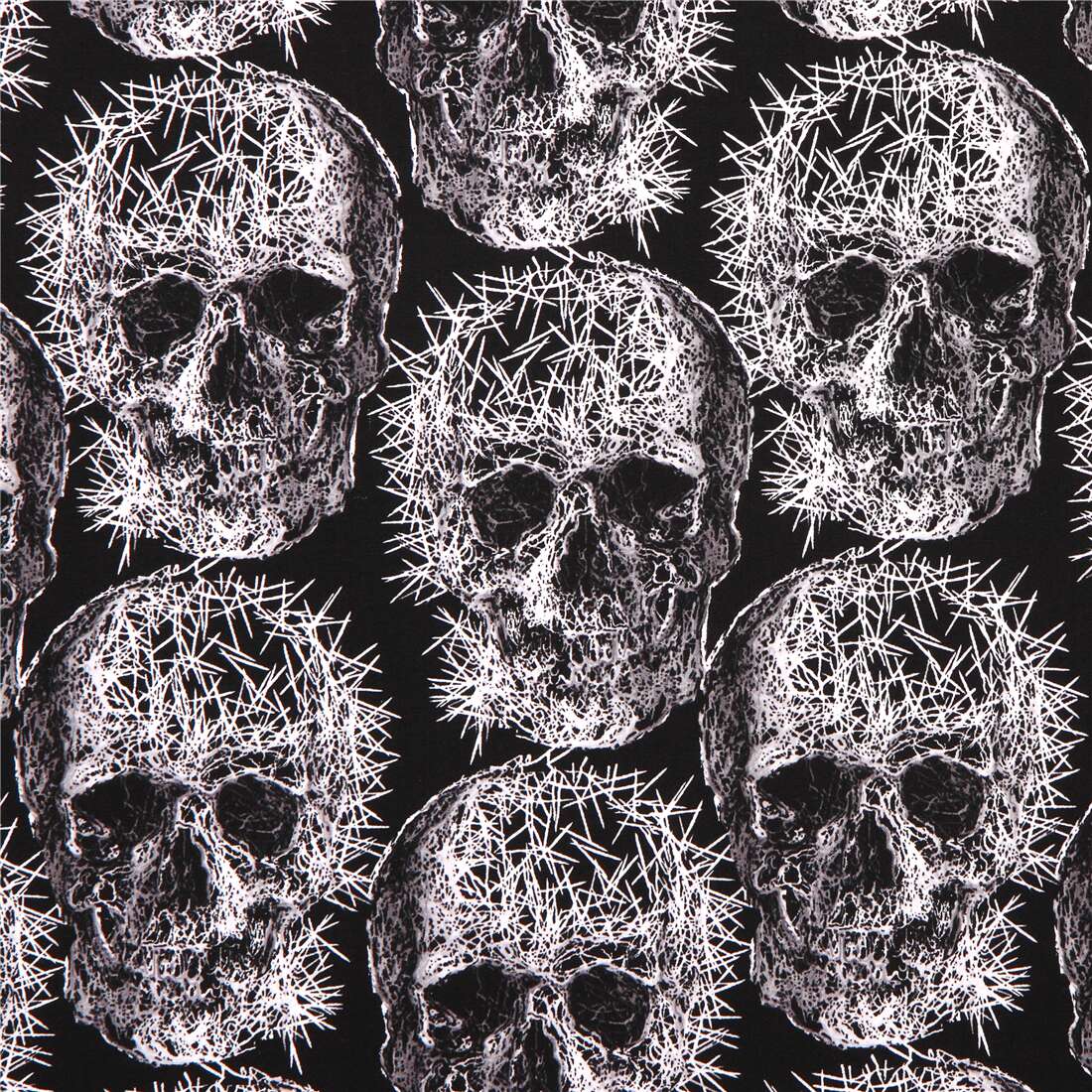 black Michael Miller skull needle Halloween fabric Freak Out - modeS4u