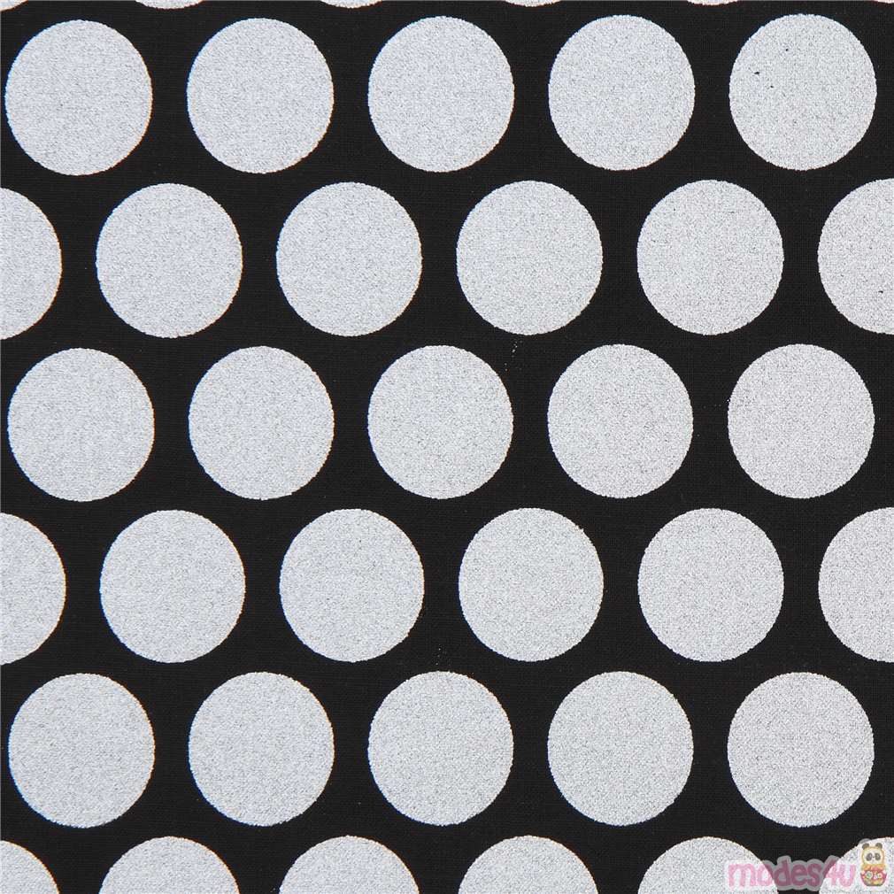 black Robert Kaufman silver metallic dot fabric Spot On Studio RK ...