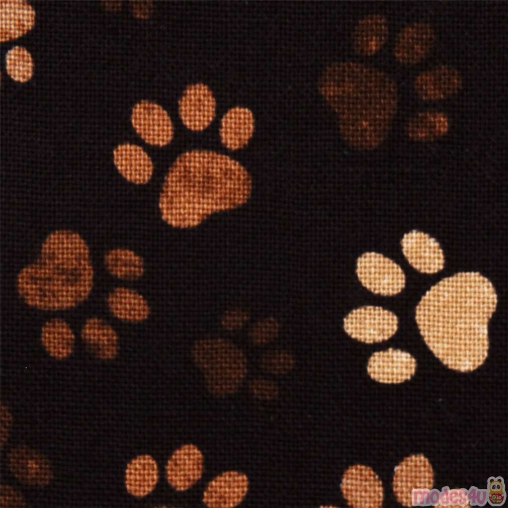 black animal fabric with brown paw prints dog - modeS4u Kawaii Shop