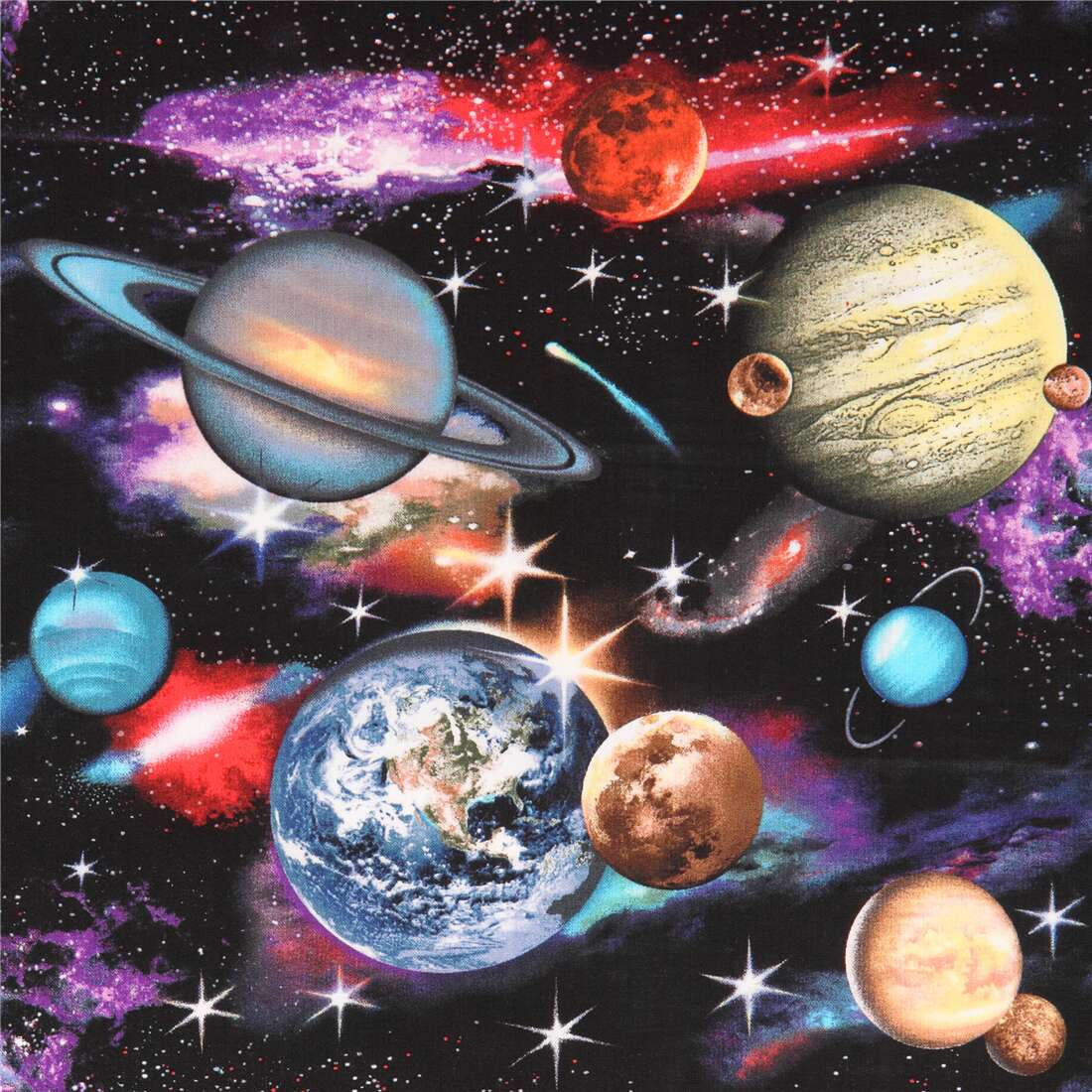 black space galaxy fabric for boys In Space Elizabeth's Studio Fabric ...