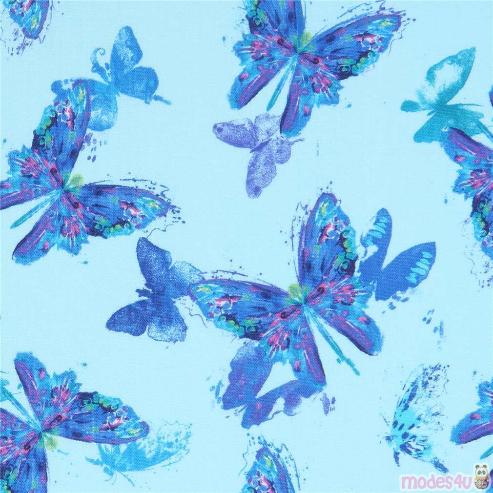 Fat Quarter (50 x 56 cm) - blue butterfly fabric by Timeless Treasures ...