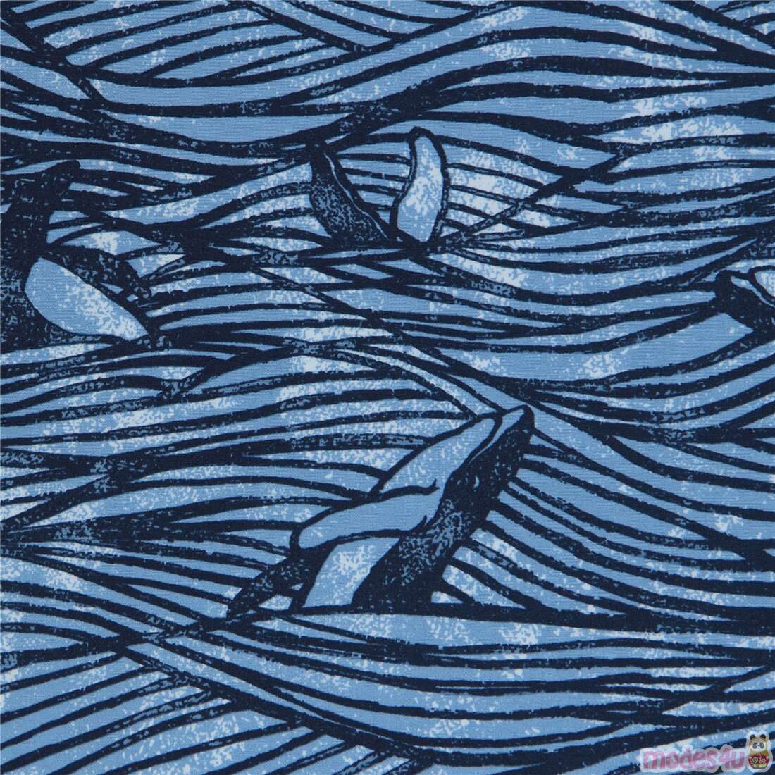 blue humpback whale fabric by Trans-Pacific Textiles Fabric by Japanese ...