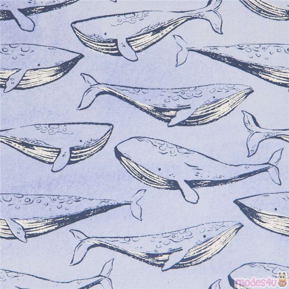 blue with whale animal fabric by Cotton and Steel Fabric by Cotton ...