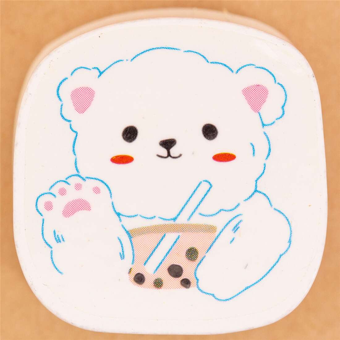boba bubble tea blue teddy bear rubber stamp kawaii - modes4u