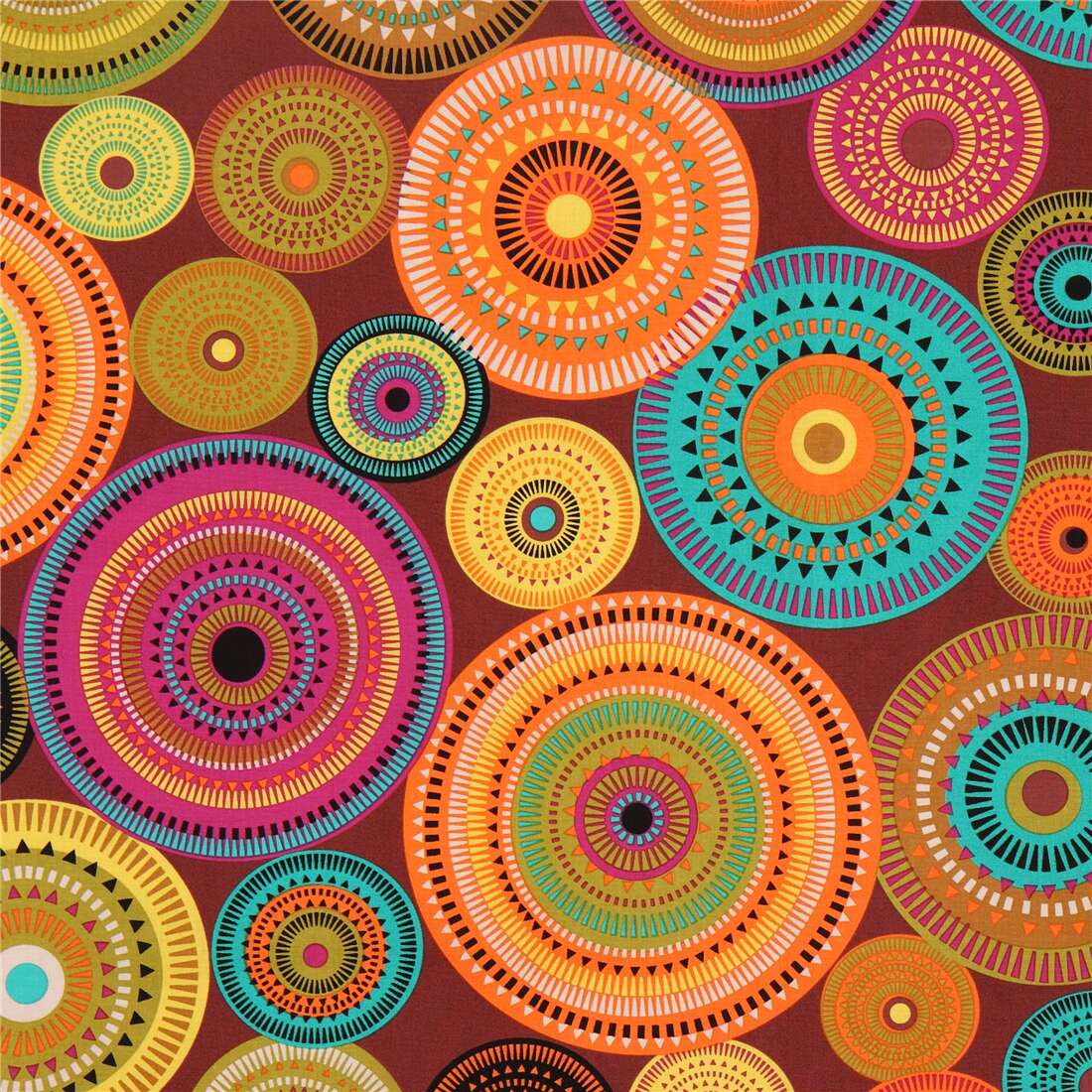 brown pattern circle fabric northern lights Michael Miller Fabric by ...