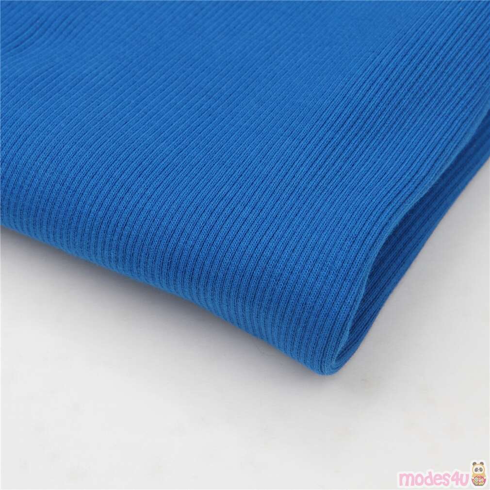 cobalt blue tubular ribbed knit cuffing fabric Fabric by Japanese Indie ...