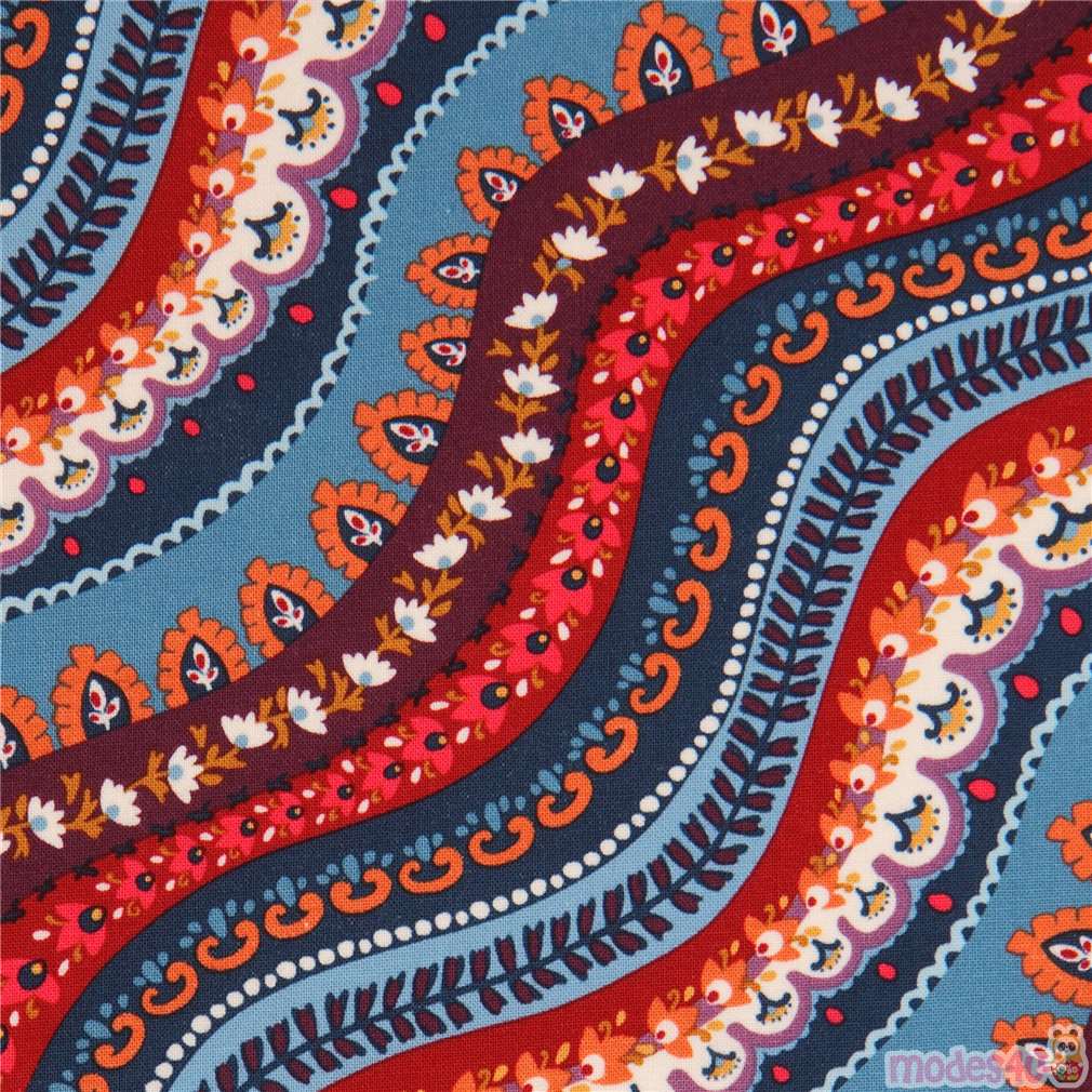 Tissu multicolore par Michael Miller, vagues violet foncé, bleues ...
