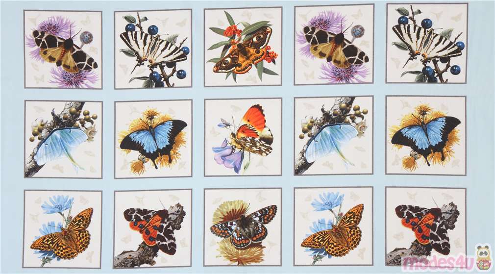 colorful butterfly and moth panel fabric by Elizabeth's Studio Fabric ...
