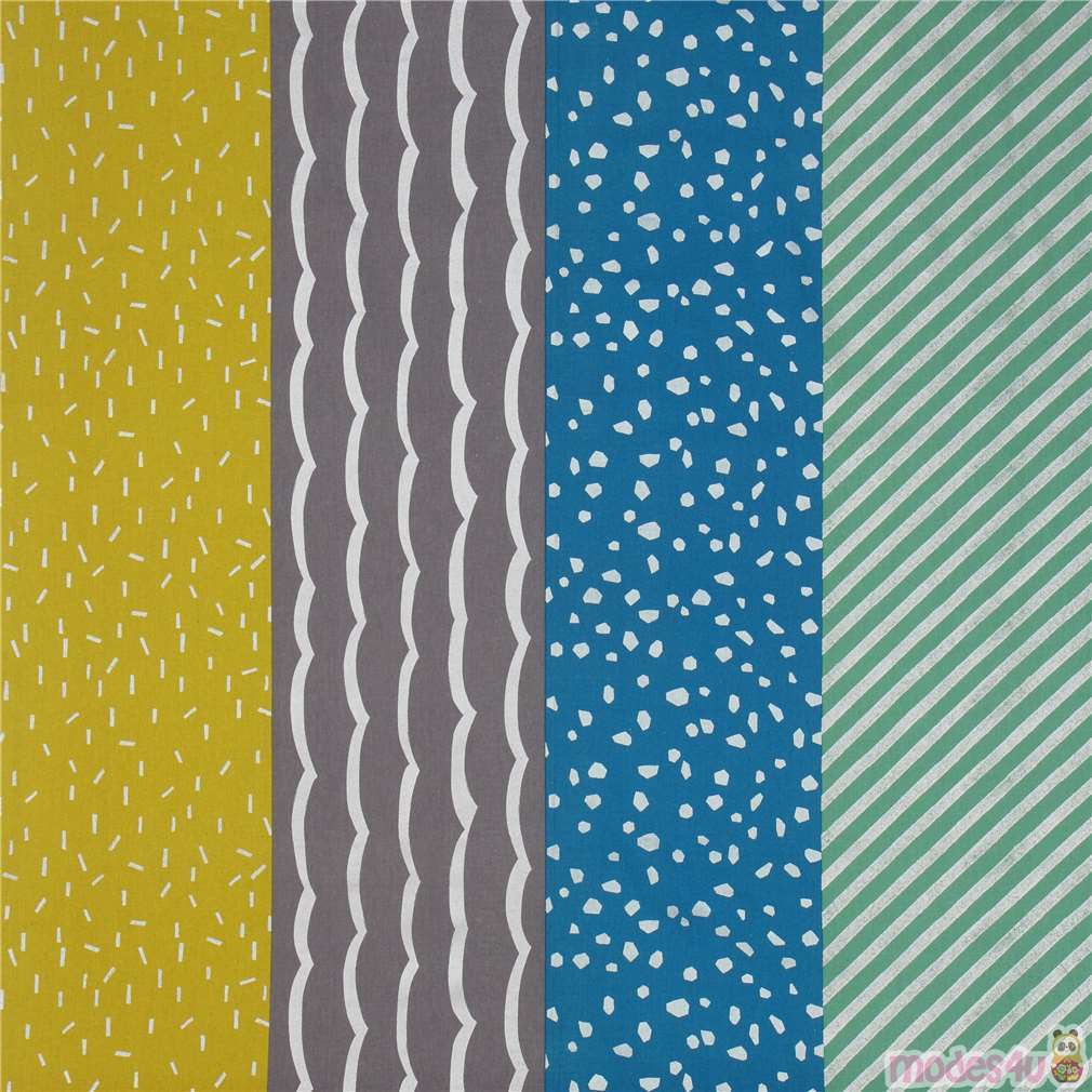 colorful echino canvas fabric with metallic silver stripes and patterns ...