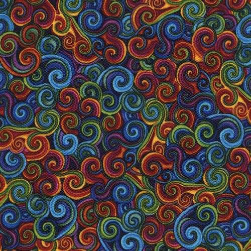 colorful fabric with small swirl blue green by Timeless Treasures ...