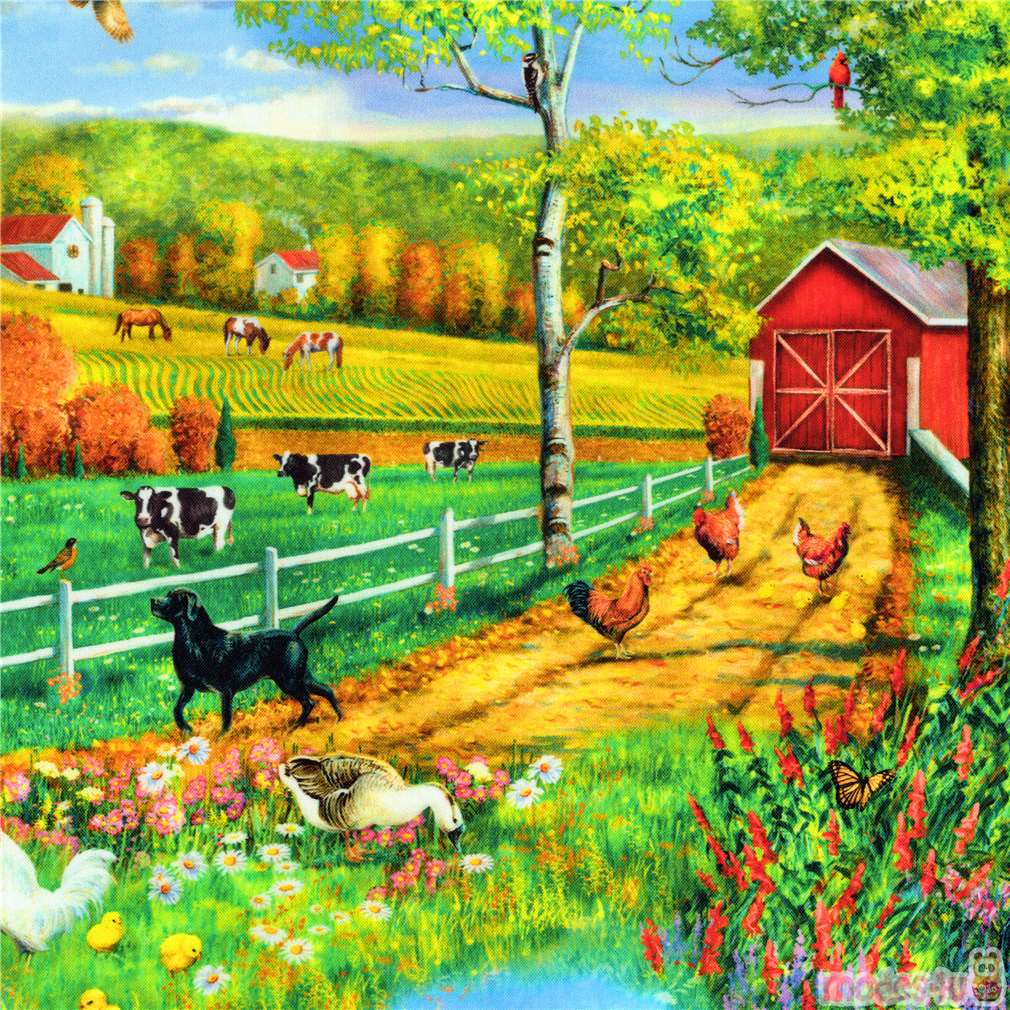 colorful farm animal and barn fabric by Robert Kaufman Fabric by Robert ...