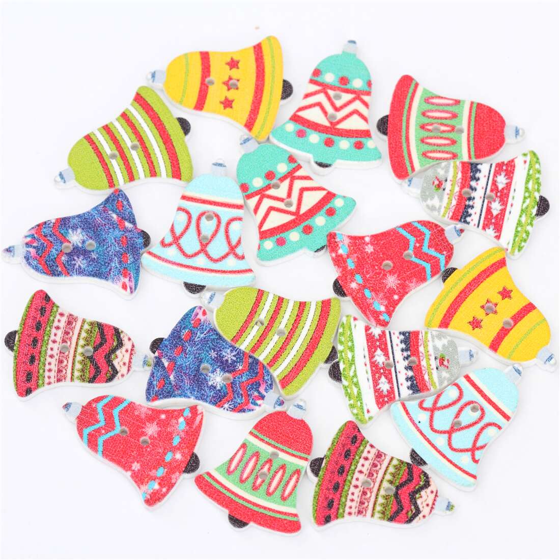 colorful random Christmas bell button - modes4u
