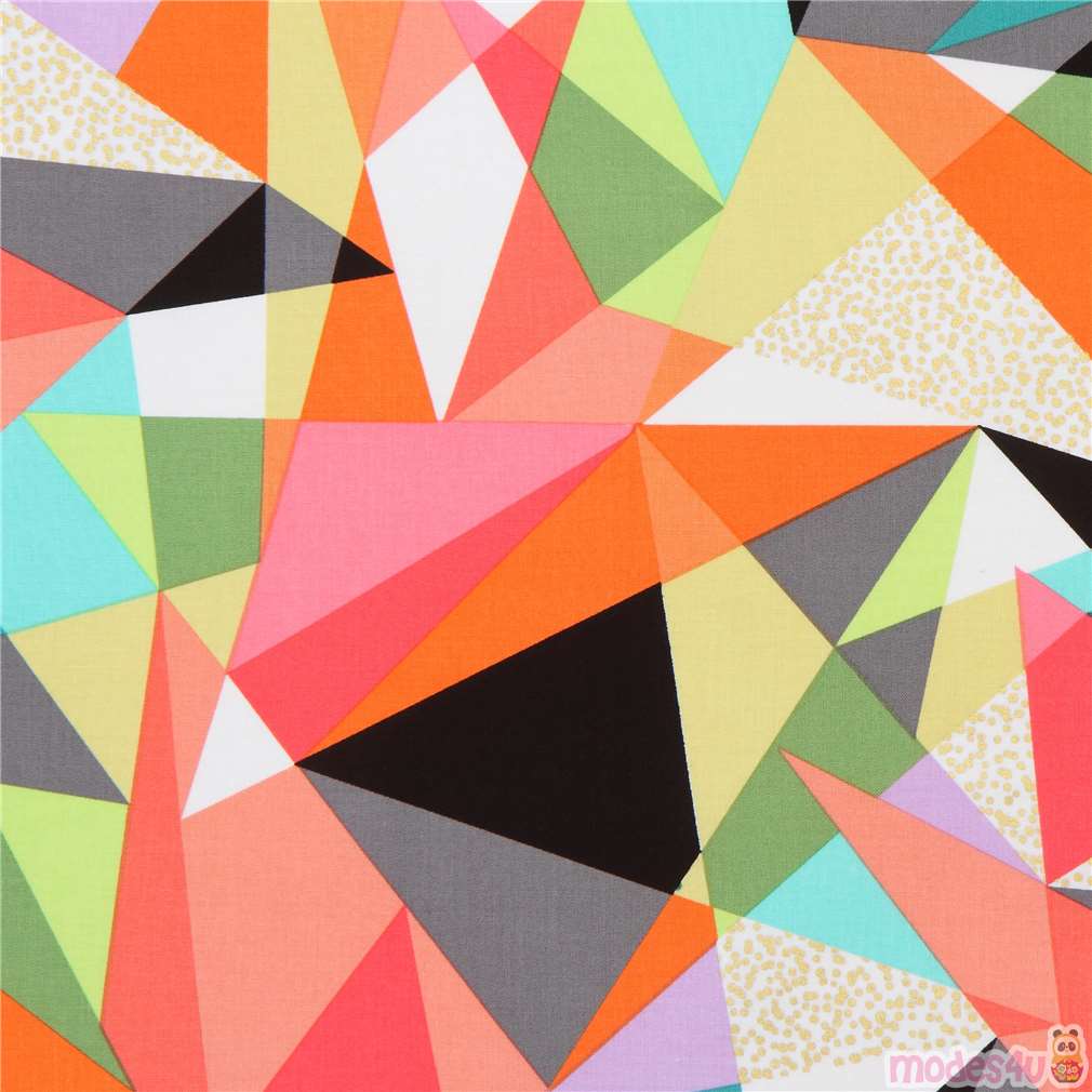 colorful triangle Michael Miller fabric with embellishments Fabric by ...