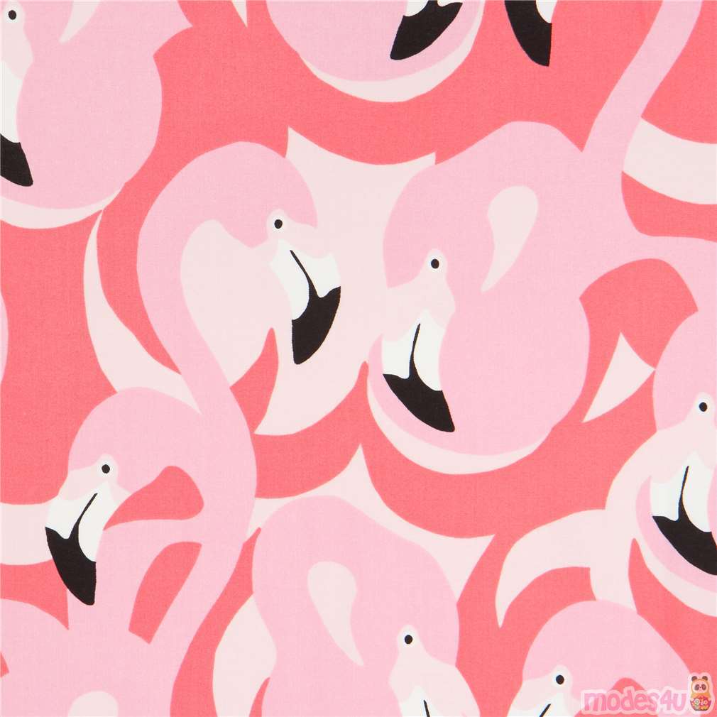 cream coral Alexander Henry fabric flamingos Pink Flamingo Fabric by ...