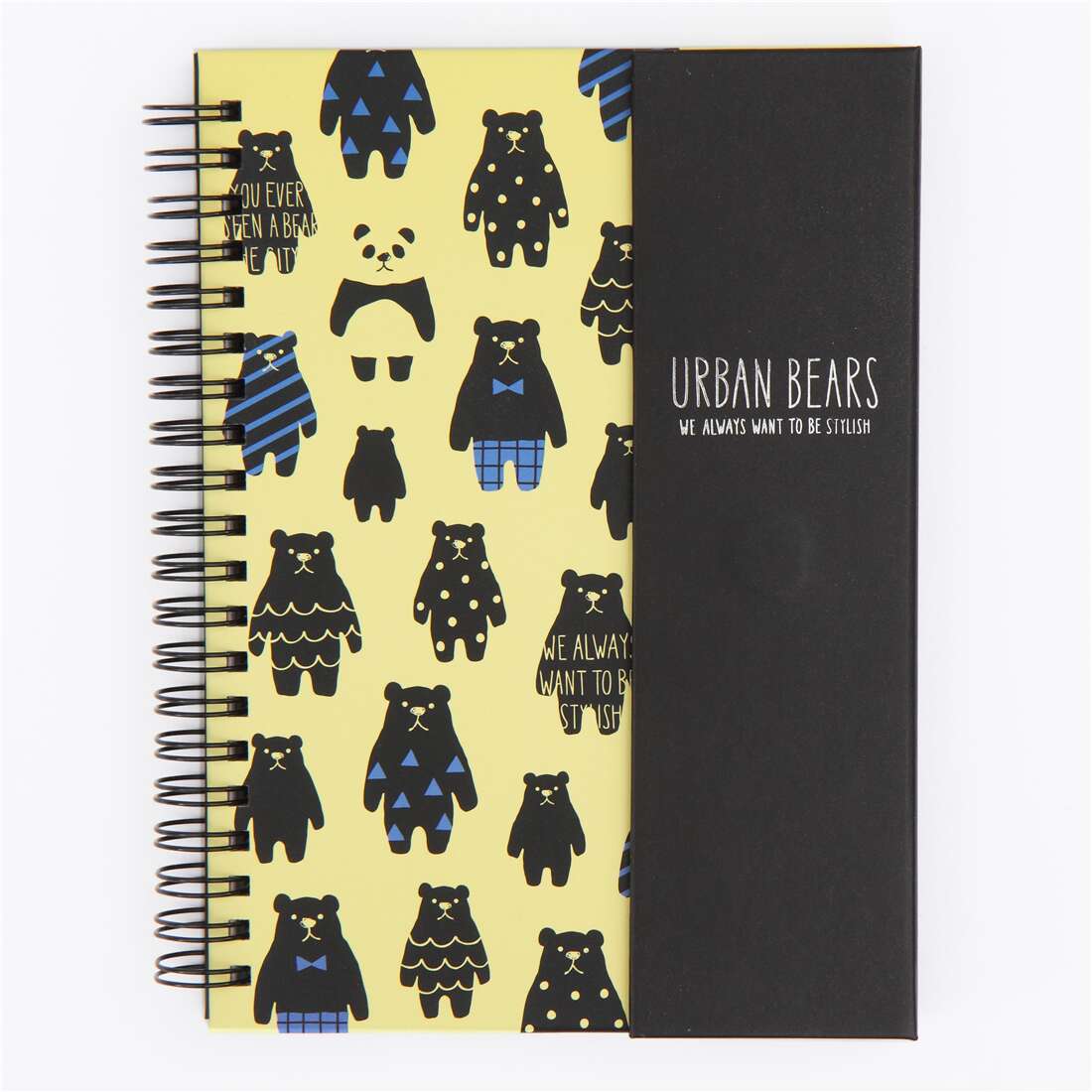 cute black yellow bear animal ring binder notebook Japan - modes4u