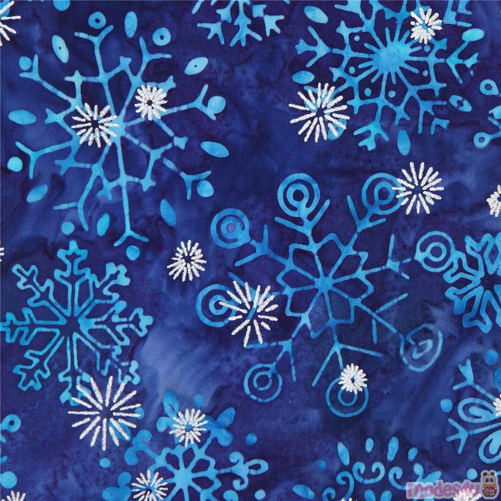 dark blue Robert Kaufman snowflake Batik fabric Fabric by Robert Kaufman - modes4u