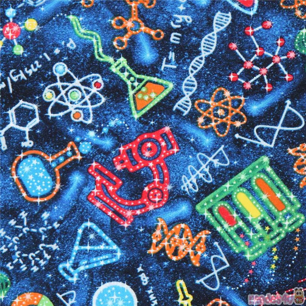 dark blue Timeless Treasures science fabric Fabric by Timeless ...