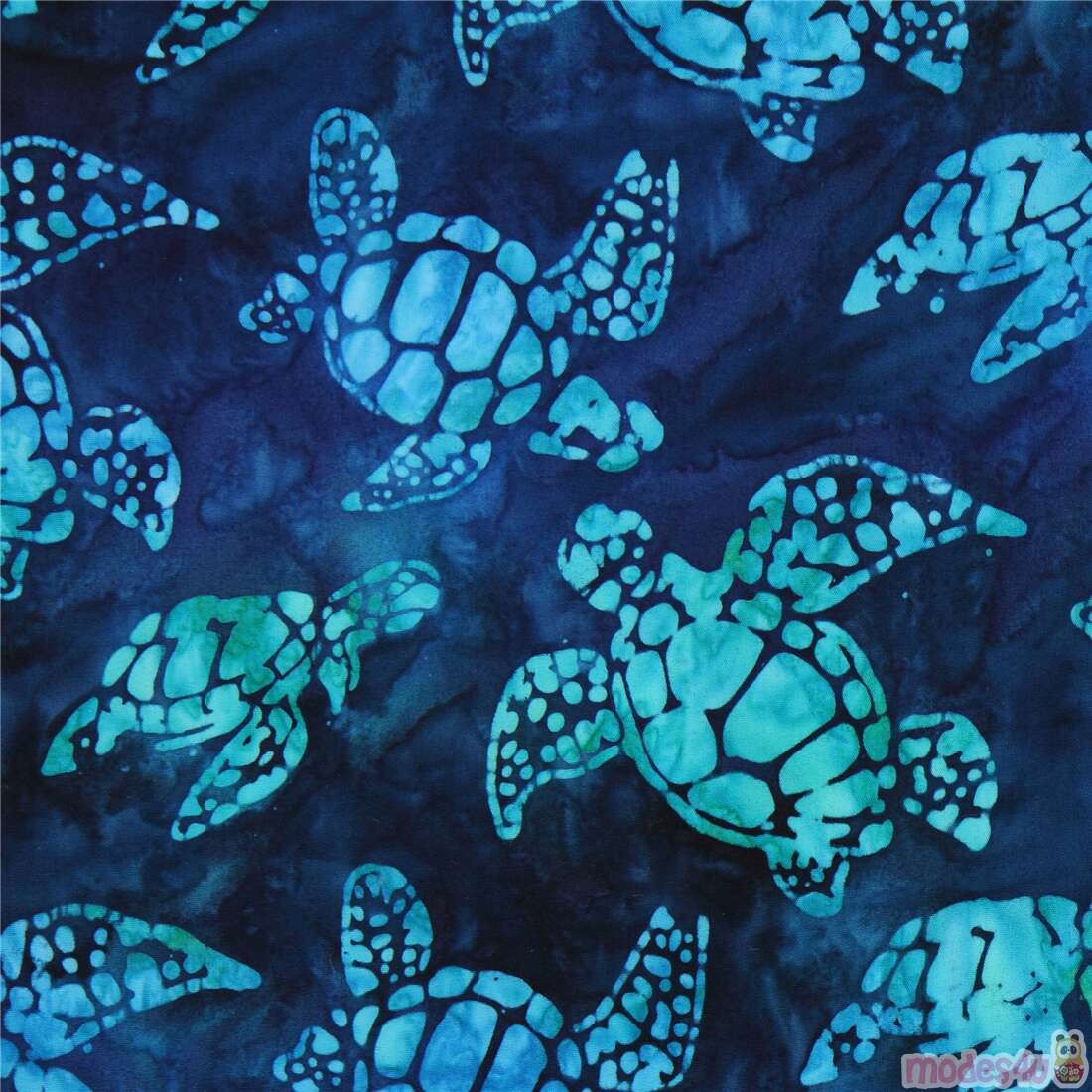 dark blue green Robert Kaufman turtle tie dye Batik look fabric Totally ...