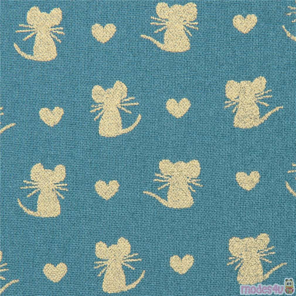 dark green Michael Miller fabric mouse gold metallic embellishment Nice ...